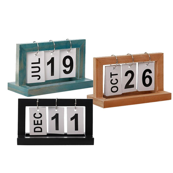 ⚡️Buy Practical Wooden Flip Chart Perpetual Calendar DIY Desktop ...