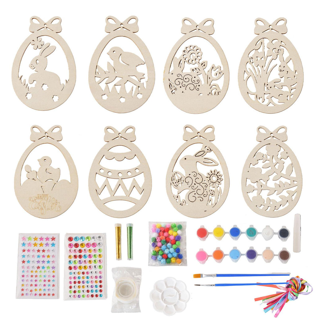 ⚡️Buy Wooden Easter Egg Craft Kit Chips Eggs Hanging Set for Classroom ...