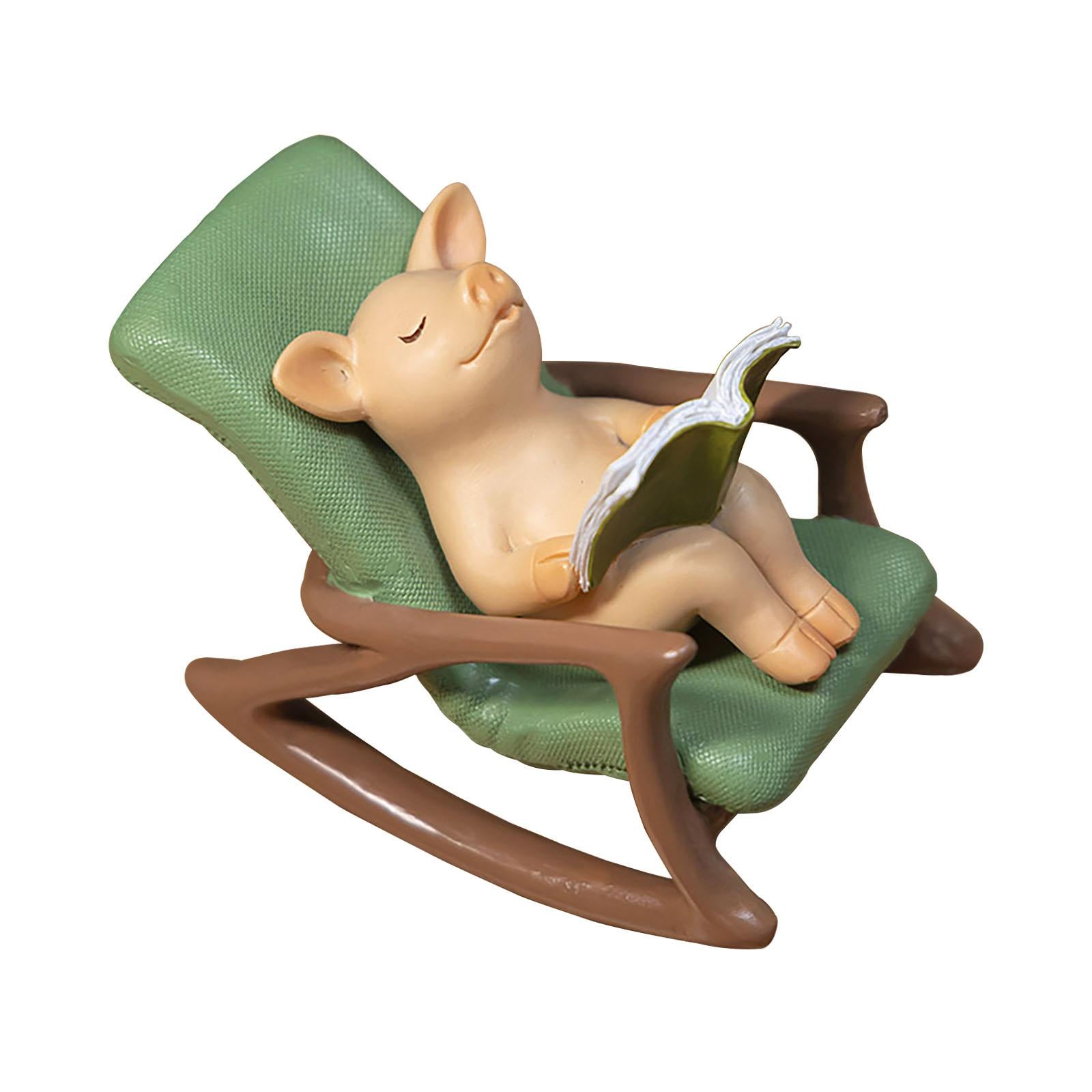 ⚡️Buy Maxbell Leisurely Pig Sitting on Rocking Chair Statue Collection ...