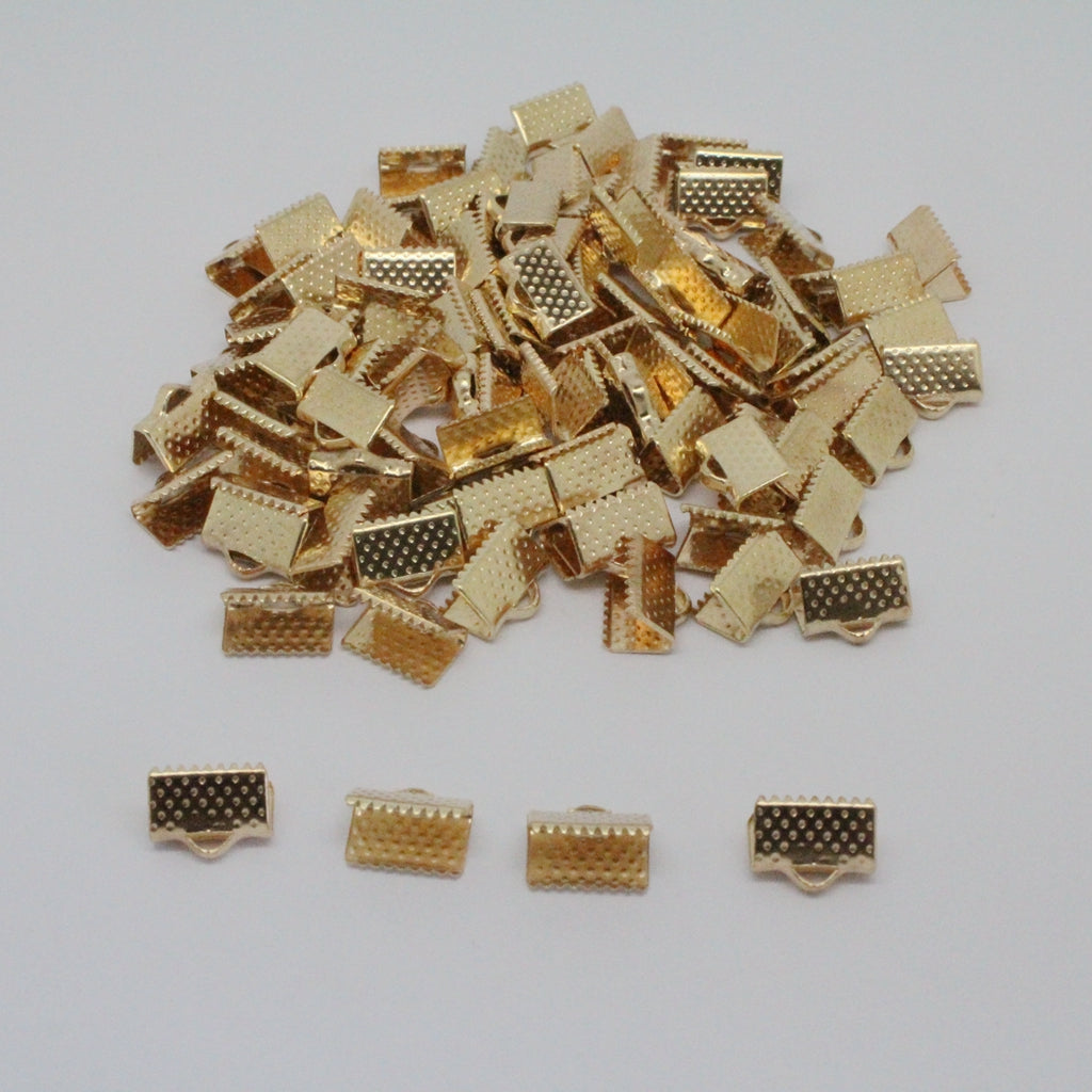 ⚡️Buy Maxbell 100 Pieces Metal Crimp End Caps Fold Over Clasps Cord End ...