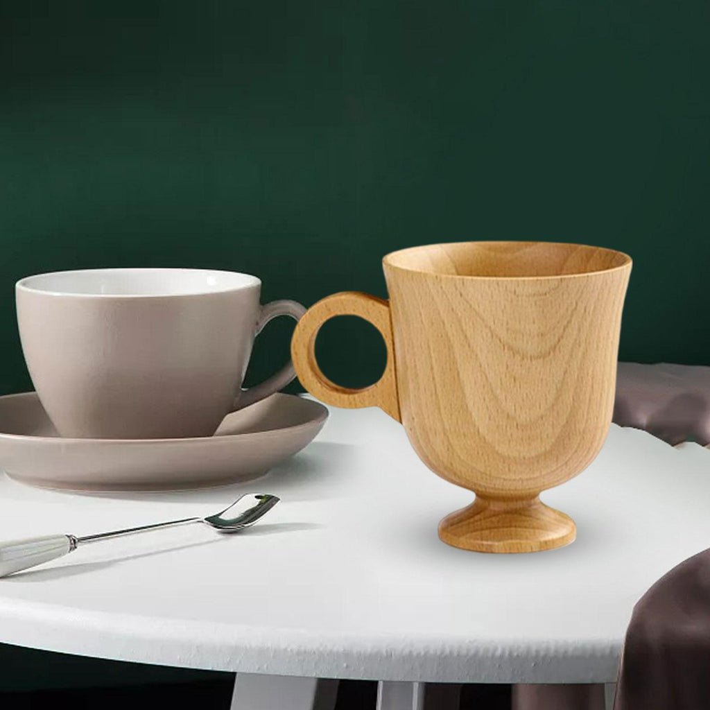 ⚡️Buy Maxbell Tea Cup Water Cup Smooth Coffee Cup Vintage Juice Drink Mug Solid Wooden Mug 300ml ...