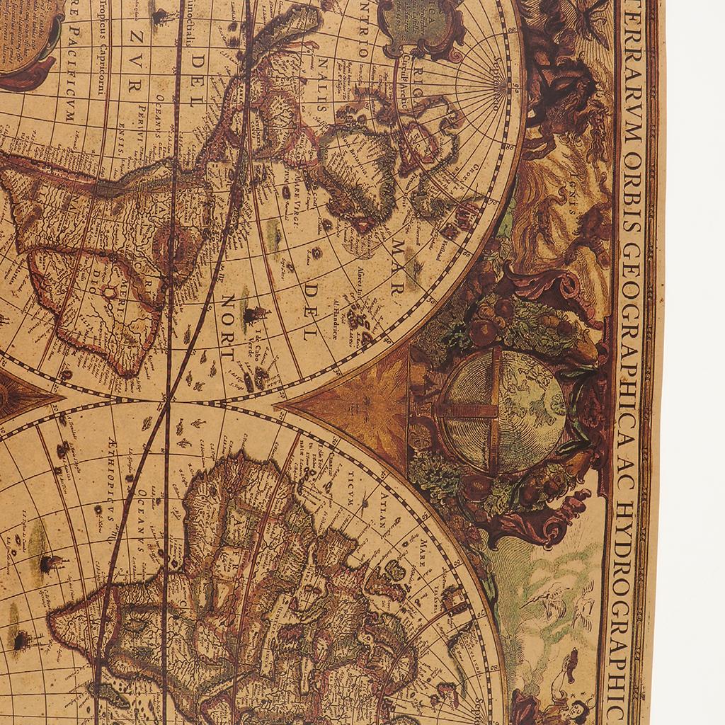 ⚡️Buy Maxbell Vintage World Wall Map Kraft Paper Art Wall Print Retro ...