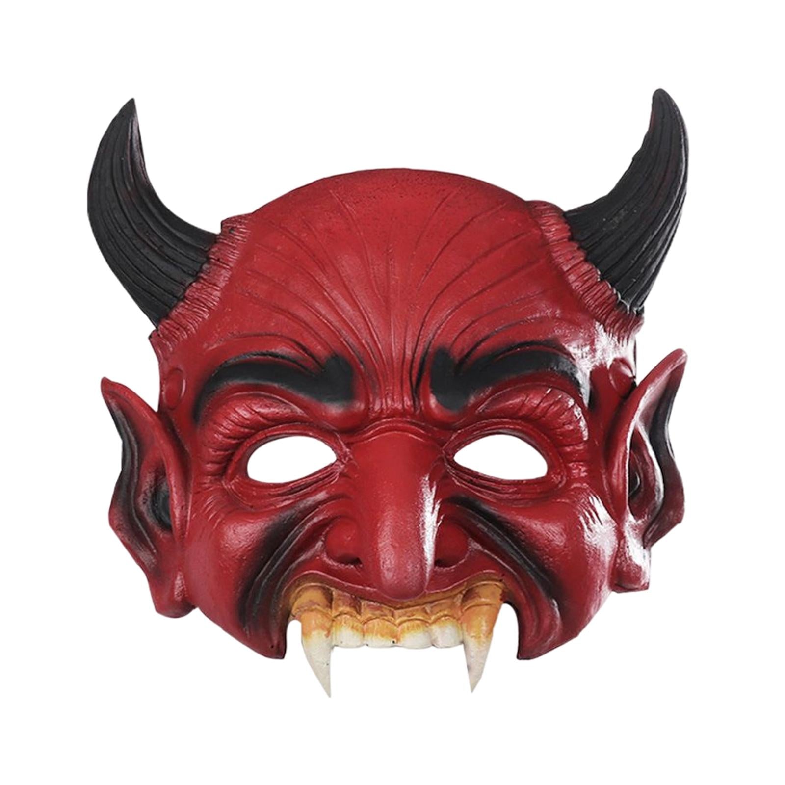 ⚡️Buy Maxbell Red Halloween Devil Demon Mask Half Face Scary for ...