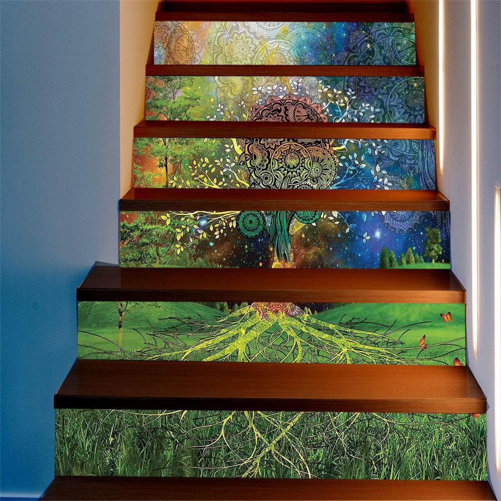 ⚡️Buy Max 3D Stair Risers Decal Tiles Self Adhesive DIY Ladder Mural ...